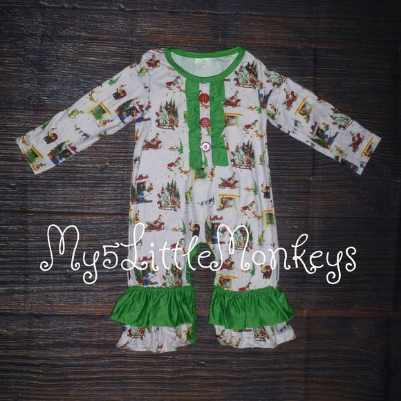 One Pieces | Boutique Grinch Stole Christmas Baby Girls Ruffle Romper Jumpsuit | Poshmark